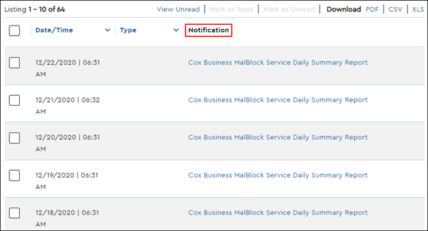 Viewing My Messages in MyAccount