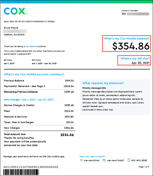 How to Read Your Cox Mobile Bill