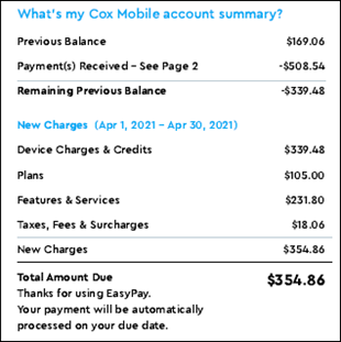 How to Read Your Cox Mobile Bill