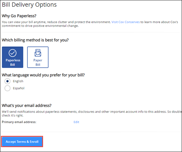 Signing Up for Paperless Billing