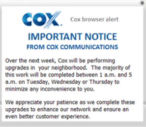 Cox Browser Alerts