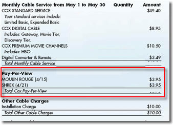 Locating Your On Demand Purchase on Your Bill